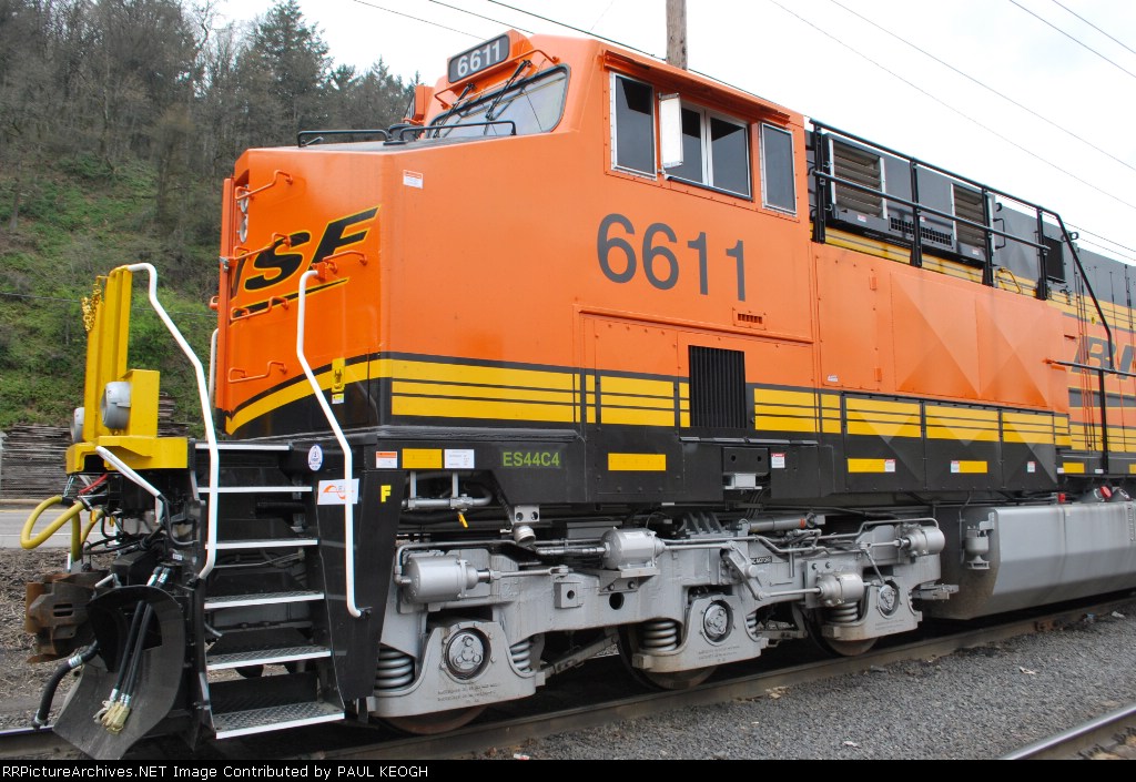 BNSF 6611 left side close up shot on the siding.